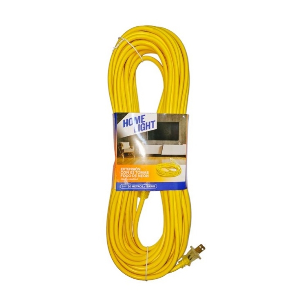 cable extension 20 metros 3 tomas amarillo